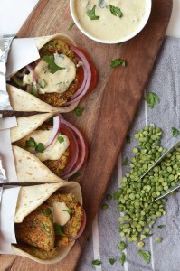 Green Pea Falafel Patties with Hummus - Half Cup Habit