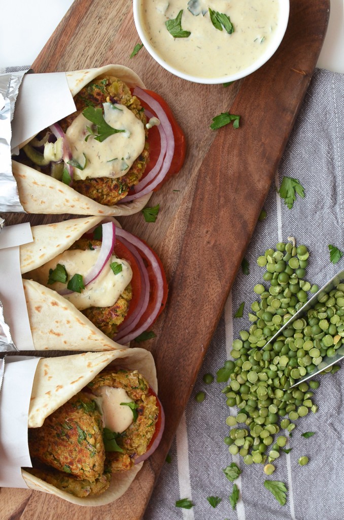 Green Pea Falafel Patties with Hummus - Half Cup Habit