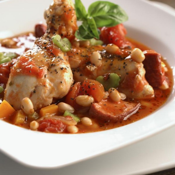 Slow Cooker Chicken Cassoulet - Half Cup Habit