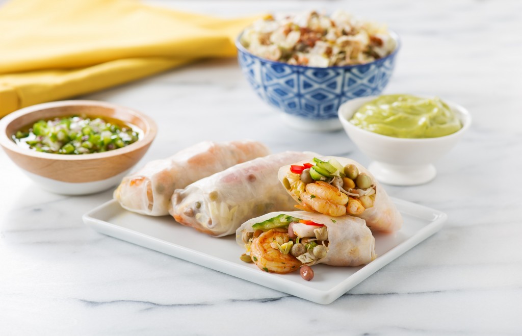 Lentil Sprout Spring Rolls with Shrimp - Half Cup Habit