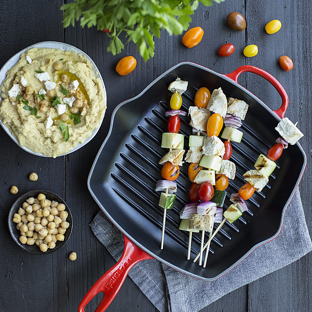 Mediterranean Kebabs with Hummus - Half Cup Habit
