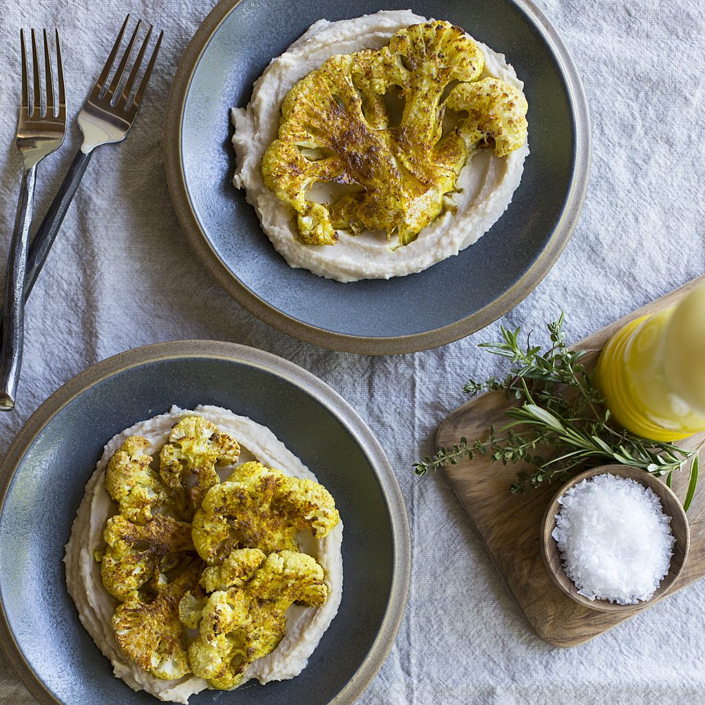 Roasted Acorn Squash with Crispy Yellow Peas - Half Cup Habit